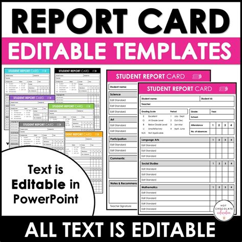 Editable Report Card Templates For Any Grade And Subjects Powerpoint