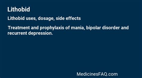 Lithobid Uses Dosage Side Effects Food Interaction And Faq