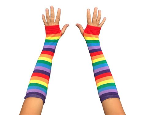 Bulk Rainbow Fingerless Elbow Length Gloves Lgbtq Gay Pride Apparel