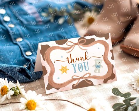 A Little Cowboy Thank You Card Template Editable And Printable Rodeo