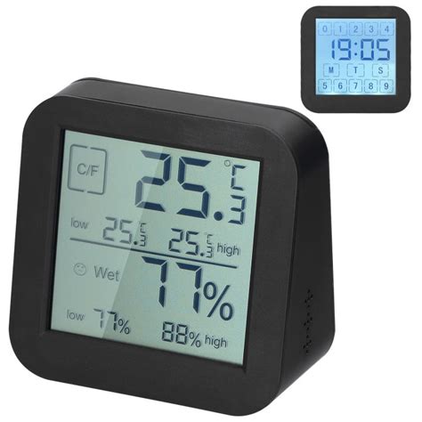 Multifunctional Lcd Digital Display Touching Screen Hygrothermograph Indoor Humidity And