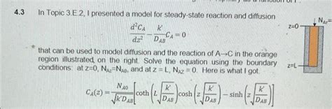 Solved In Topic 3e2 I Presented A Model For Steady State