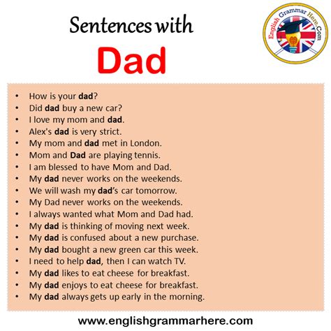 Sentences With Dad Dad In A Sentence In English Sentences For Dad