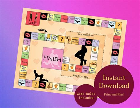 Adult Couple Foreplay Sex Board Game Printable 18 Spicy Bedroom Game