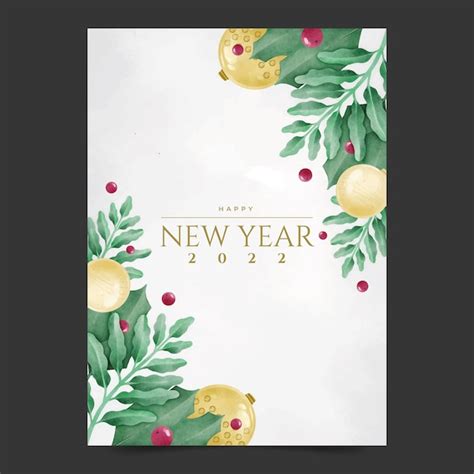 Free Vector Watercolor New Year Greeting Card Template