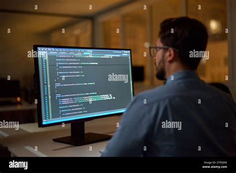 busy business man software developer working on pc computer in office
