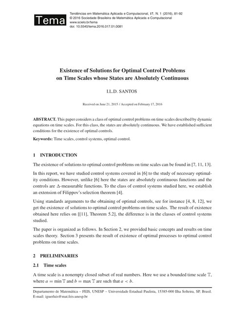 Pdf Existence Of Solutions For Optimal Control Problems On Time