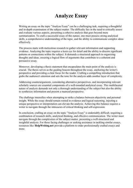 Analytical Essay Examplepdf
