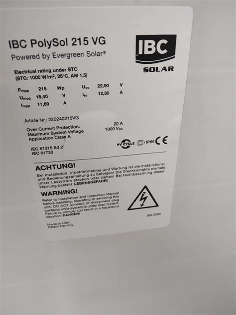 Solar Panel Ibc Solar Ibc Polysol 215 Vg 215wp Poly Secondsol