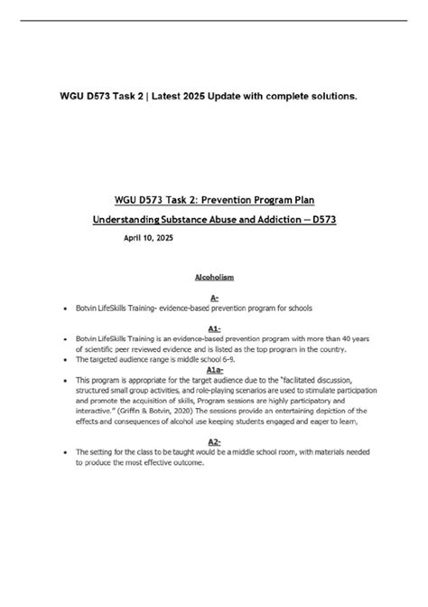 Wgu D573 Task 2 Latest 2025 Update With Complete Solutions D573 Stuvia Us