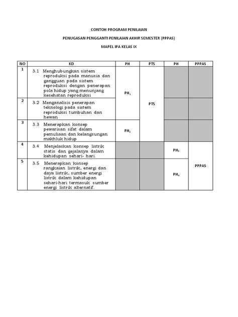 Contoh Program Penilaian Pdf