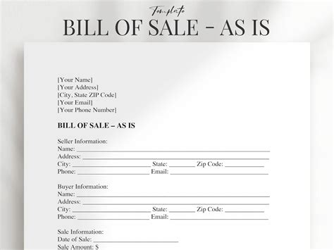 As Is Bill Of Sale Bill Of Sale Bill Of Sale Template Bill Of Sale