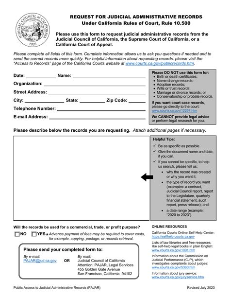 California Request For Judicial Administrative Records Fill Out Sign
