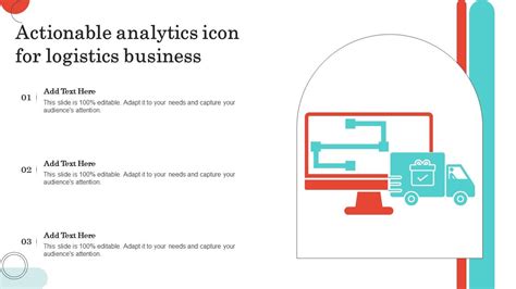 Actionable Analytics Icon For Logistics Business Ppt Powerpoint