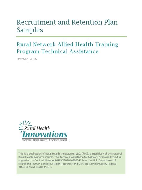 Recruitment And Retention Plan Sample 10 2016 Pdf