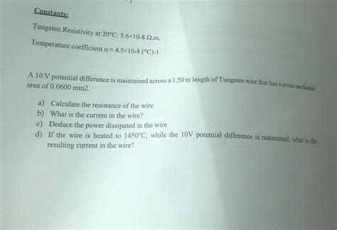 Solved A 10 V Potential Difference Is Maintained Across A
