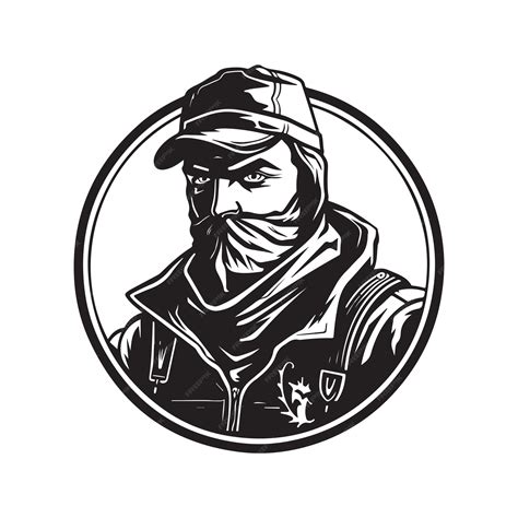 Premium Vector Mercenary Vintage Logo Line Art Concept Black And