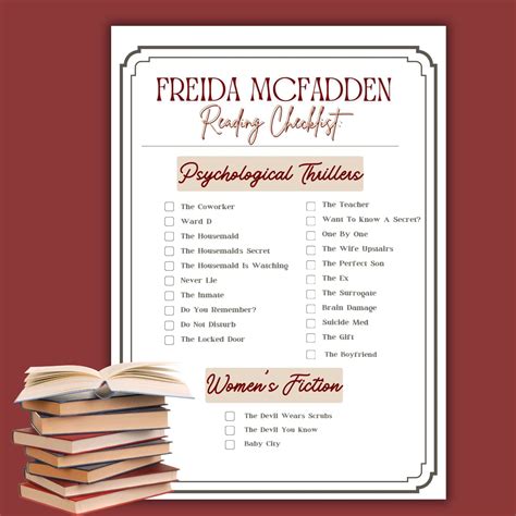 Freida Mcfadden Printable Reading Checklist Thriller Book Log Freida