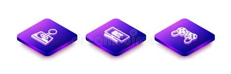 set isometric line joystick for arcade machine computer monitor and