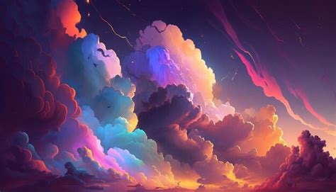 Premium Photo Futuristic Sky Colourful Cloud Wallpaper Background