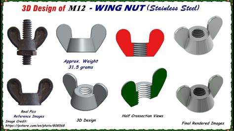 3d Design Of A M12 Wing Nut 3dmodeling Solidedge Solidworks