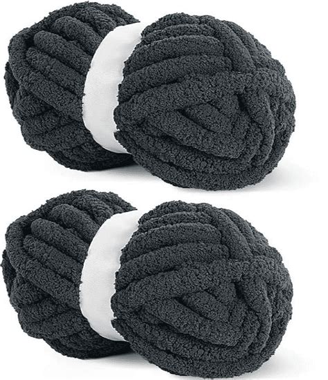 Light Grey Chunky Chenille Yarn For Crocheting Bulky Thick Fluffy Yarn