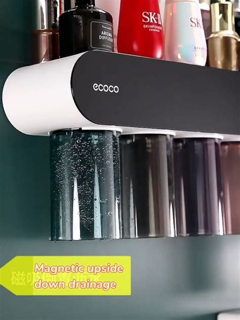 Ecoco Magnetic Toothbrush Holder Automatic Toothpaste Squeezer