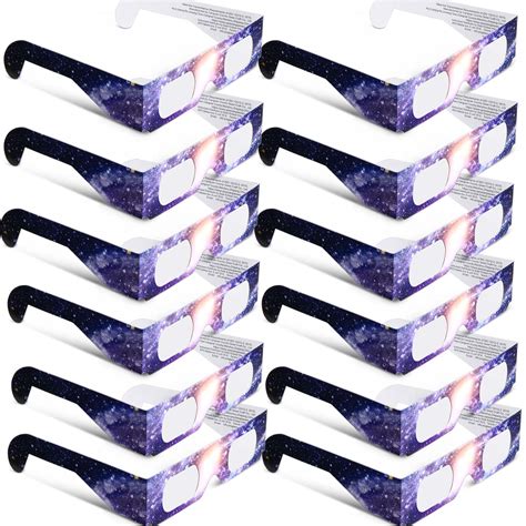 12 Paper Solar Eclipse Glasses Nasa Apporved Ce And Iso Certified Tesyker