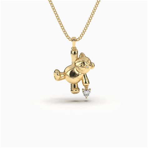 Spooky Bear Diamond Pendant Luki Fine Silver Jewellery