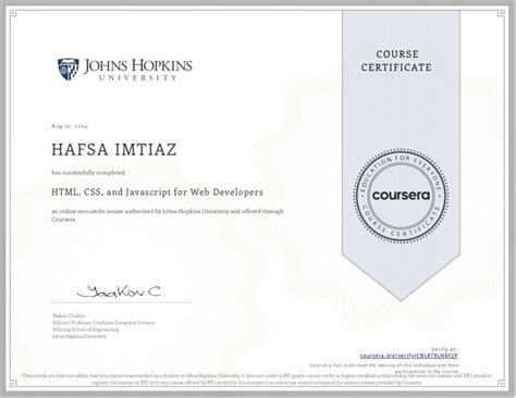 Earned A Certificate In Html Css And Javascript Hafsa Imtiaz Posted