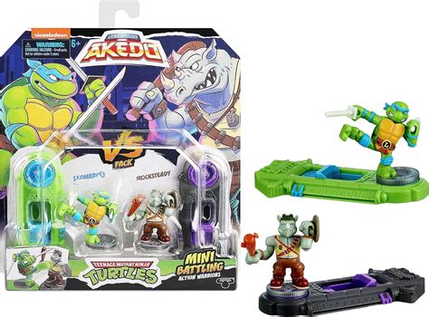 Akedo Tmnt S1 Versus Pk Leonardo Vs Rocksteady Amazonca Toys And Games