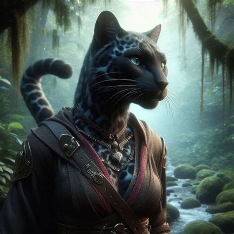 Black Fur Female Tabaxi Dungeons And Dragons Races 5e Dnd Tabaxi