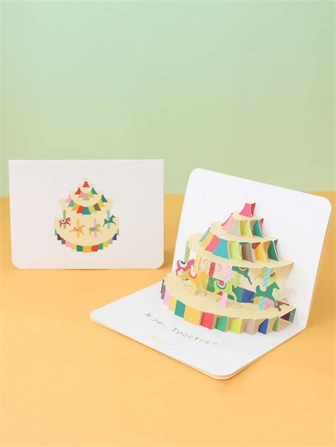 2 יחידות Creative 3d כרטיסי ברכה ליום הולדת מקופלים עם מעטפה נייר