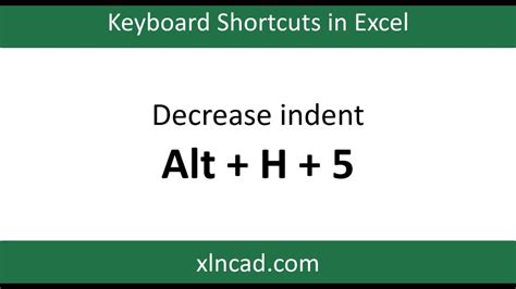 Excel Shortcut To Decrease Indent Youtube
