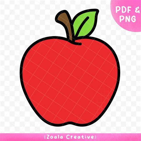 Simple Cartoon Apple Clipart Diy Craft Printable Solid Colour Cute Basic Fruit Art