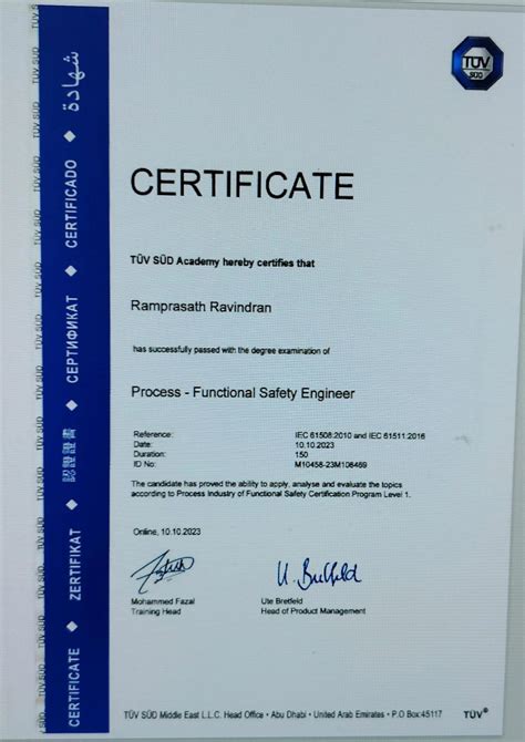 I Am Happy To Share I Got Certification By Tuv As Functional Safety