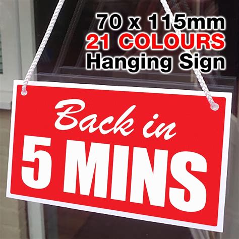Be Back In 5 Minutes Sign Etsy