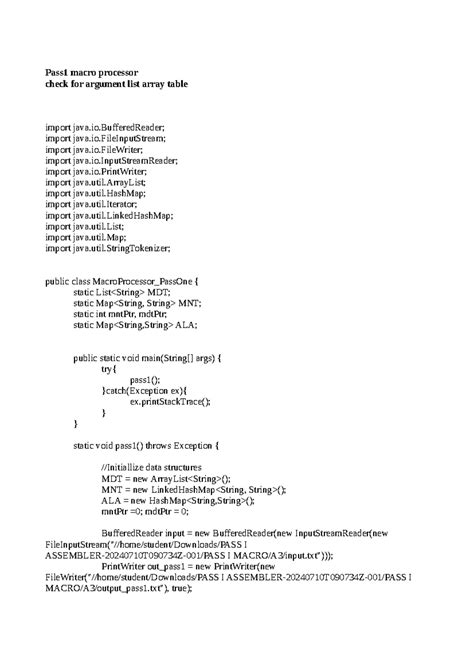 Pass1 Macro Processor Pleaes Give Us Descriptoin Pass1 Macro Processor Check For Argument