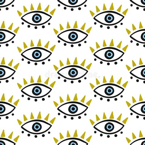 Evil Eye Seamless Pattern Vector Background Stock Vector Illustration
