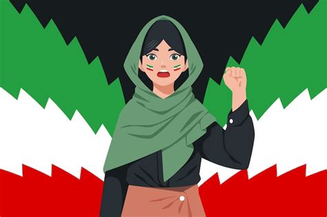 Free Vector Flat Background Of Iranian Woman With National Flag