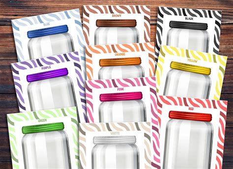 Color Sorting Jars Learning Colors Busy Book Printable Babe Activity Prebabe Printable