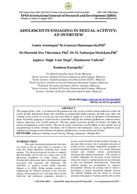 Pdf Adolescents Engaging In Sexual Activity An Overview