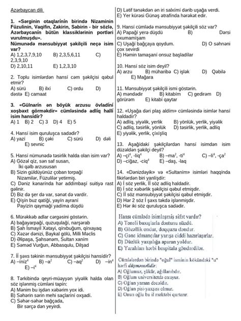 Isim Sifet Say Evezlik Pdf