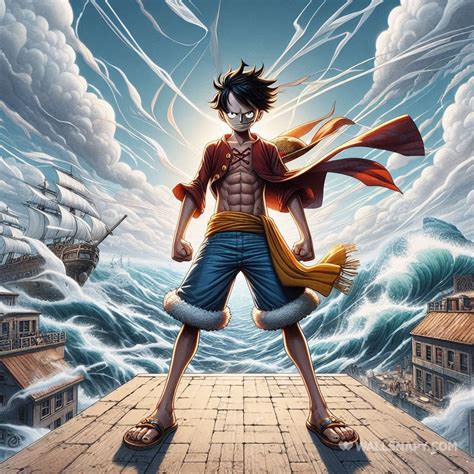 Luffy Gear 5 Rooftop Wind Anime Wallpaper Free