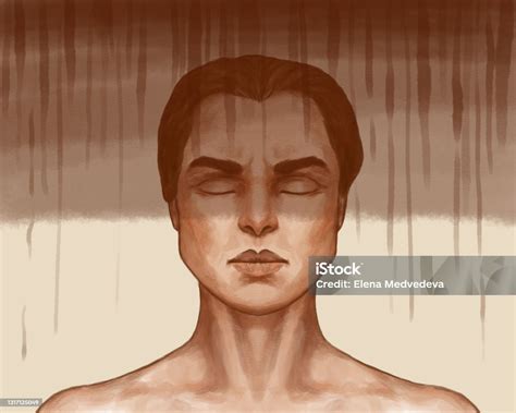 Handdrawn Art Portrait Of A Man A Person In Despair And Depression