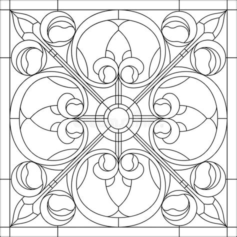 Stained Glass In Square Frame Window On The Ceiling In Square Frame