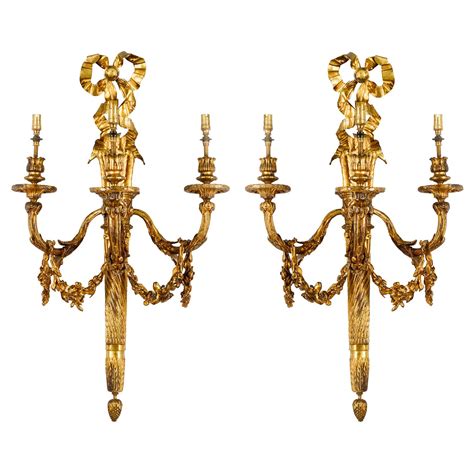 Pair Of Classical 19th Century Louis Xvi Style Ormolu Wall Lights For