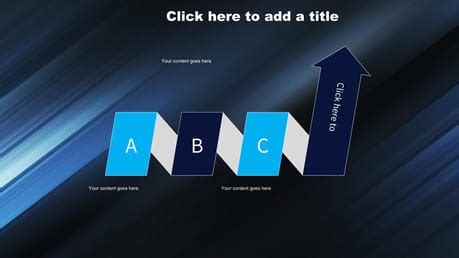 Blue And White Arrow Process Diagram Pointing Upward On Black Background Google Slide Theme And