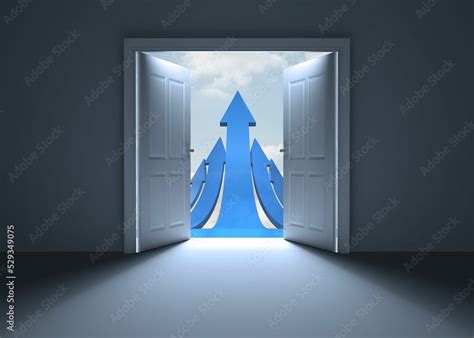 Door Opening To Show Blue Arrows Stock Illustration Adobe Stock