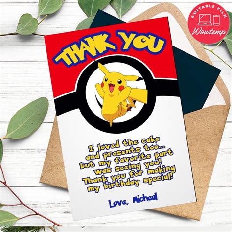 Pokemon Pikachu Thank You Card Template To Print At Home Wowtemp